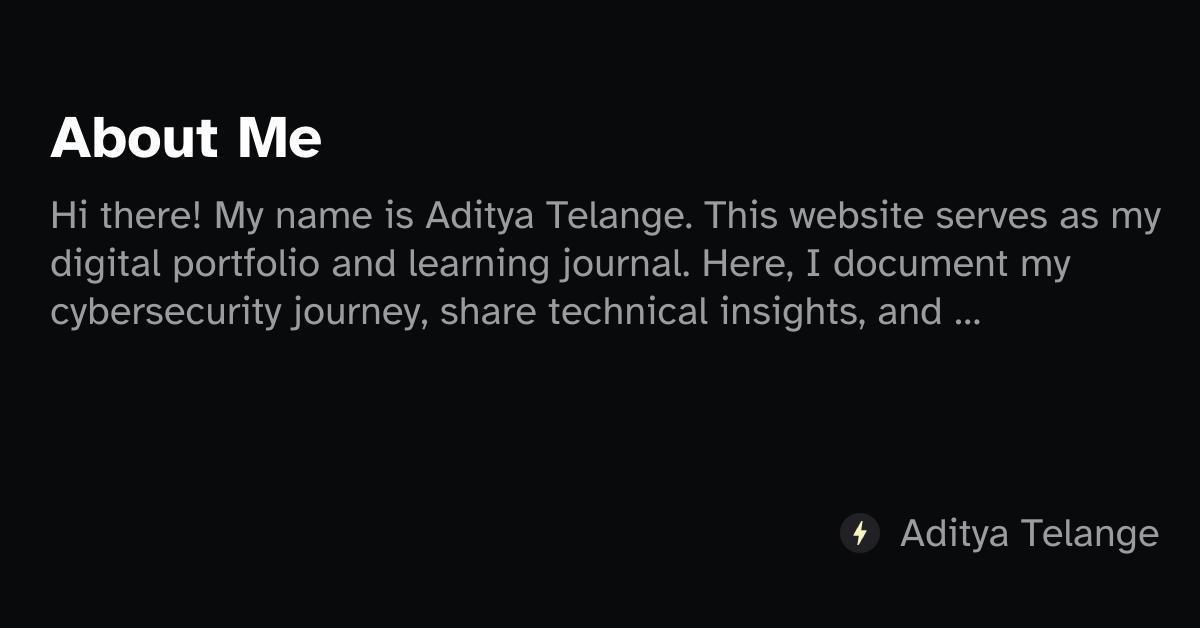 About Me | Aditya Telange