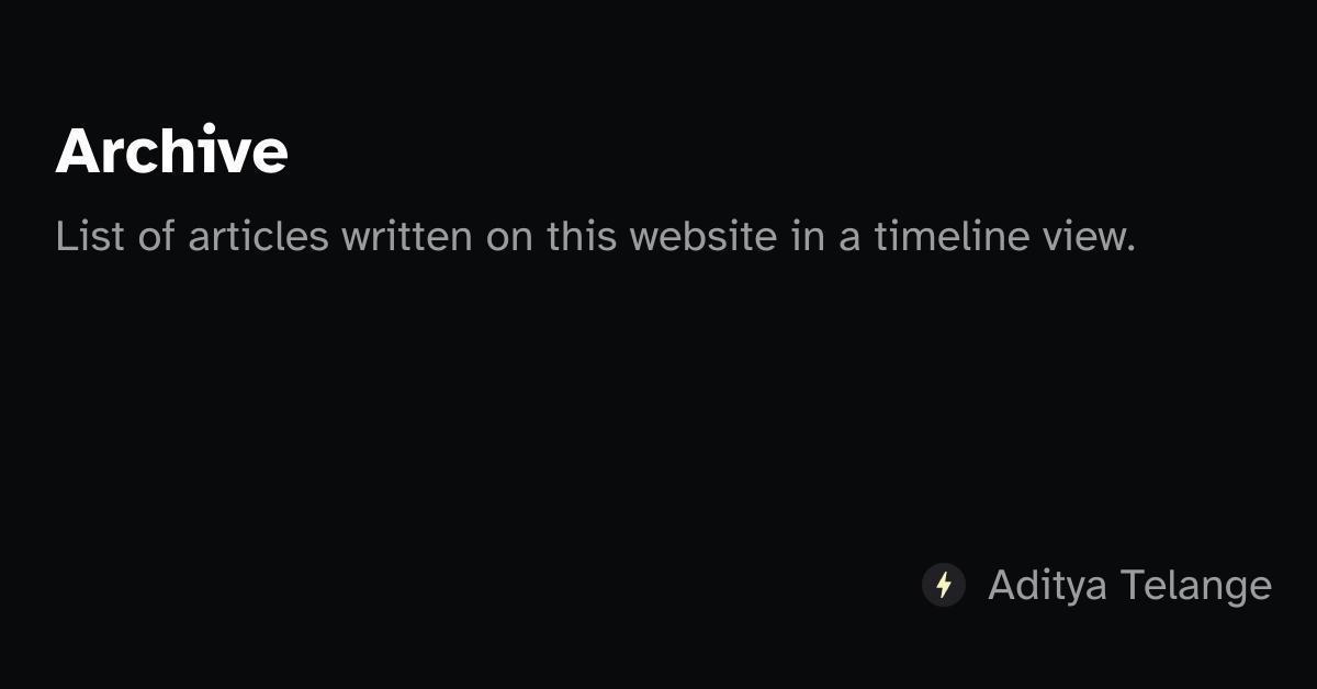 Archive | Aditya Telange