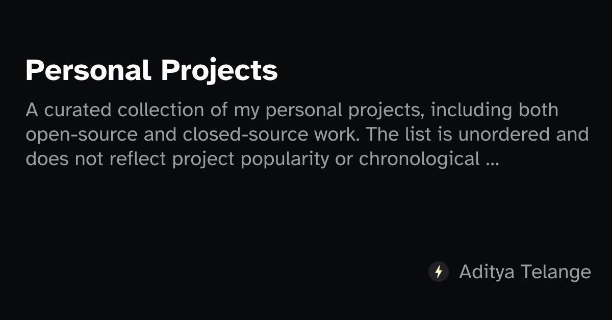 Personal Projects | Aditya Telange