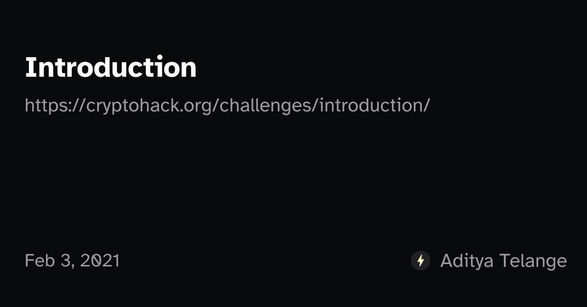 Introduction | Aditya Telange