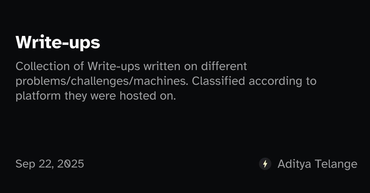 Write-ups | Aditya Telange