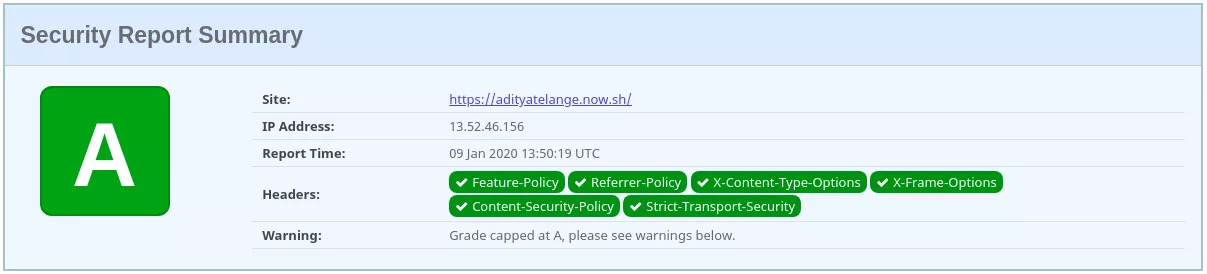 Using Secure HTTP Headers with Vercel/Zeit | Aditya Telange